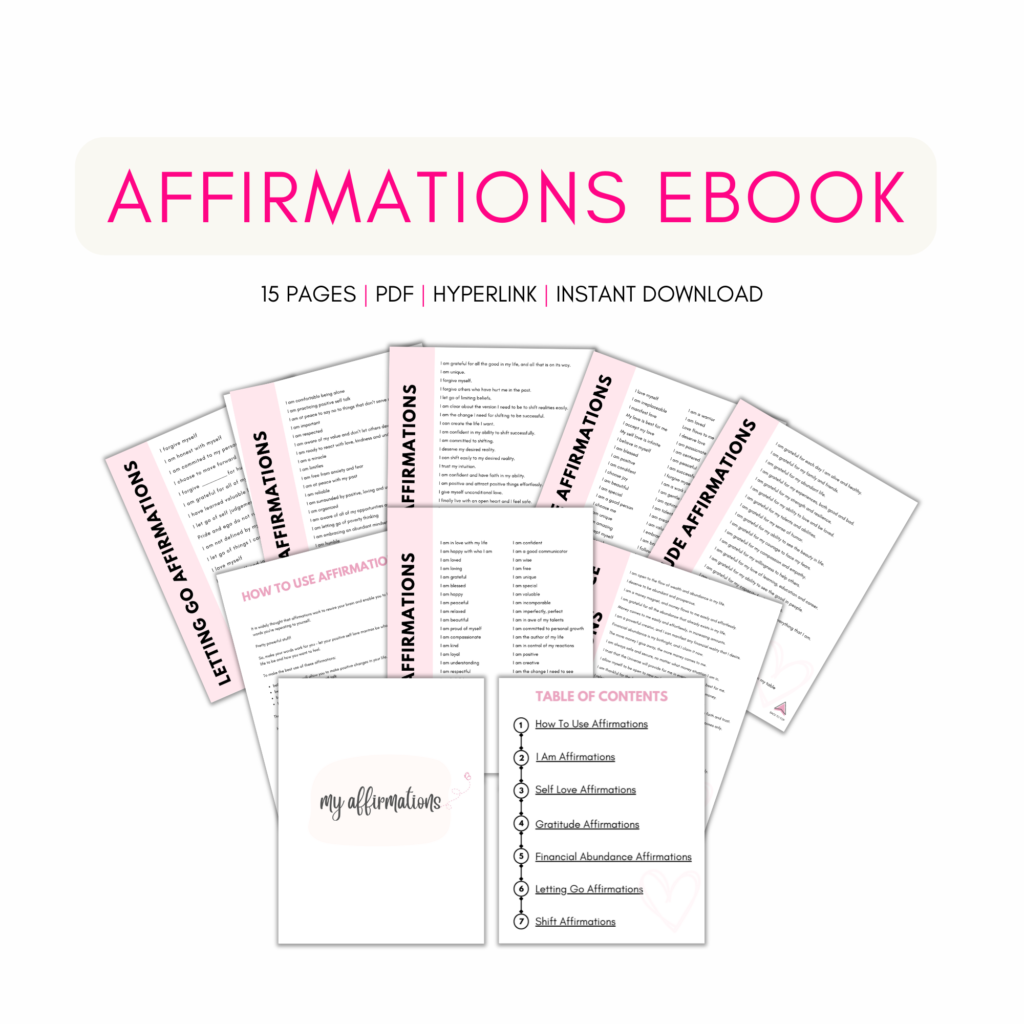 Daily Affirmations Ebook - Grateful Manifesting Printables Shop